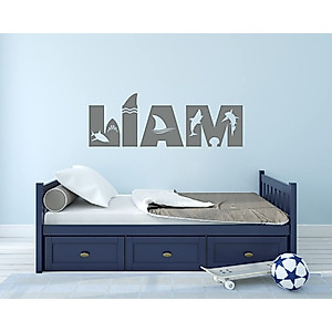 Shark Custom Name Vinyl Wall Decal Sticker Art for Boys and Girls, Ocean Theme Bedroom and Nursery Room Decor for Kids