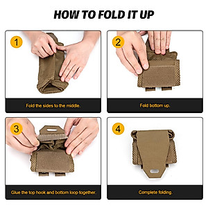 IDOGEAR Tactical Molle Dump Pouch Foldable Mag-Net Drawstring Recycle Pouch Recovery Tool Pack for Molle Belt Tactical Vest Backpack (Coyote Brown)