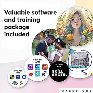 Wacom One HD Creative Pen Display, Drawing Tablet With Screen, 13.3" Graphics Monitor; includes Training & Software, works with Mac, PC & Chromebook, photo/video editing, drawing, design, & education