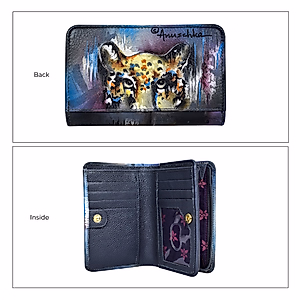 Anuschka Hand-Painted Women’s RFID Genuine Leather Two Fold Organizer Wallet - Enchanted Garden