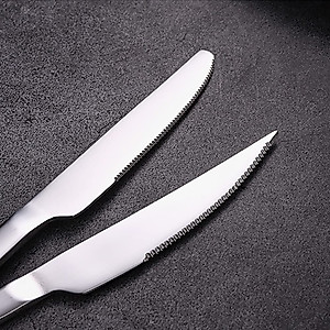 24 Pieces Stainless Steel Cutlery Silverware Set Wrench Knife and Fork Spoon Tableware Steak Knife and Fork Kitchen Tools