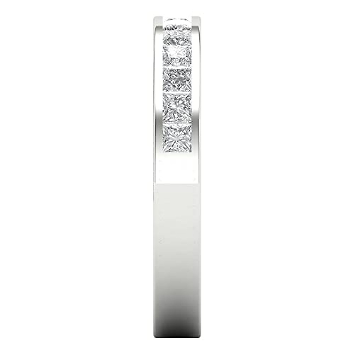 Clara Pucci 0.84 ct Brilliant Princess Cut Clear Simulated Diamond 14k White Gold Wedding Bridal Engagement Promise anniversary Band Sz 8