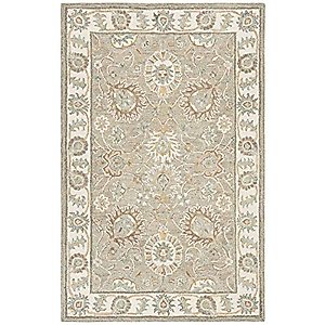 SAFAVIEH Blossom Collection 5' x 8' Sage / Ivory BLM702W Handmade Premium Wool Area Rug