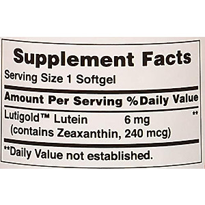 Puritans Pride Lutein 6 Mg with Zeaxanthin Supports Eye Health, 200 Count