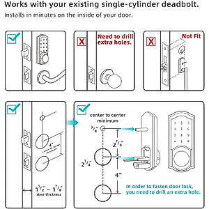 Smart Lock, Hornbill Keyless Entry Keypad Deadbolt, Bluetooth Electronic Digital Front Door Locks Work with Alexa, Free App Control Passcode, Auto Lock for Exterior Doors Airbnb Home Apartment Office