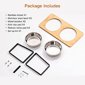 AKAOLA Cat Food Bowls Elevated Tilted 10°Raised Cat Bowls Whisker Friendly Food & Water Bowls Stand Feeder for Cat & Puppy Non-Slip Anti-Noise