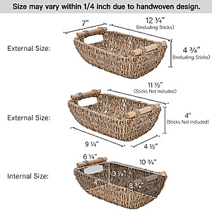 StorageWorks Set of 4 Storage Baskets, Rectangular Wicker Baskets with Built-in Handles
