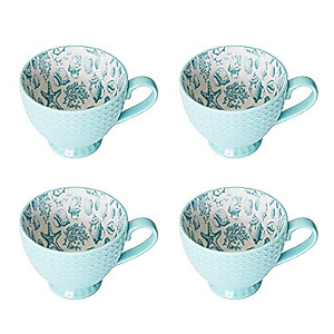 Pfaltzgraff Venice 16-Piece Stoneware Dinnerware Set, Service for 4, Aqua/White -
