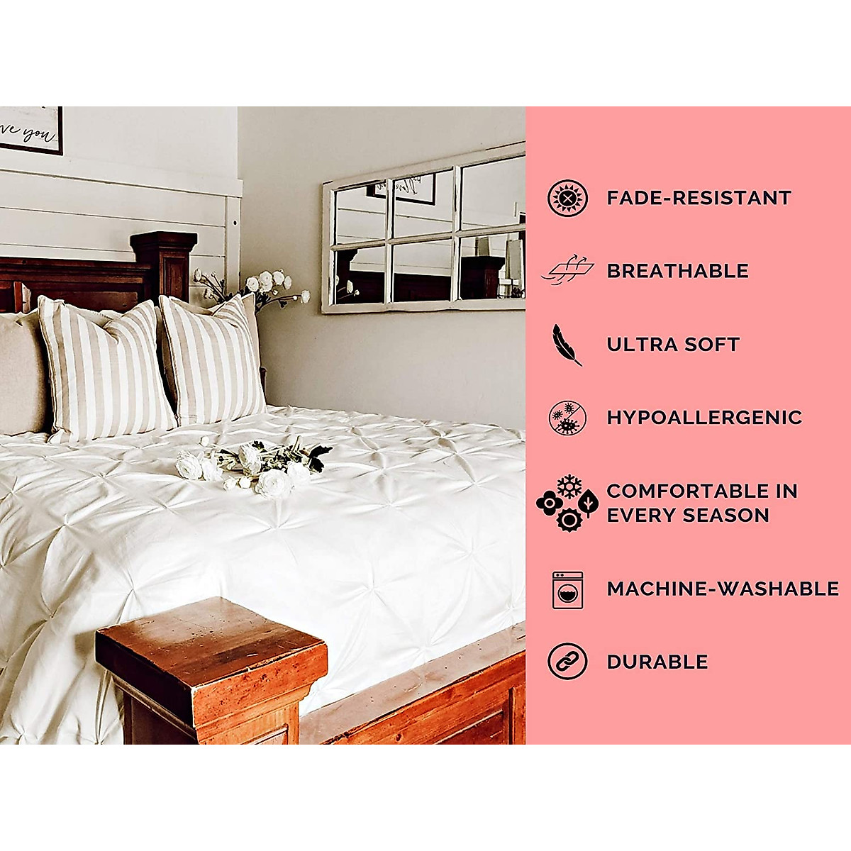 Threadinbox 100% Mulberry Silk Duvet Cover Set - 3-Piece Set - 19 Momme Grade 6A Mulberry Silk - Features Zipper Closure and Corner Ties, King/Cal-King 94x104 (3 Piece)- White Solid