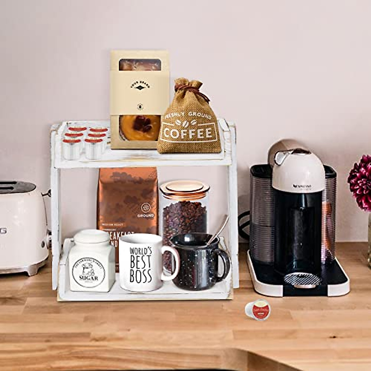 Coffee Station Organizer Countertop, Coffee Bar Accessories and Organizer, Coffee Mug Holder Countertop Coffee Station,Coffee Cup Holder Coffee Bar Accessory Organizer, Gift for Coffee Lover