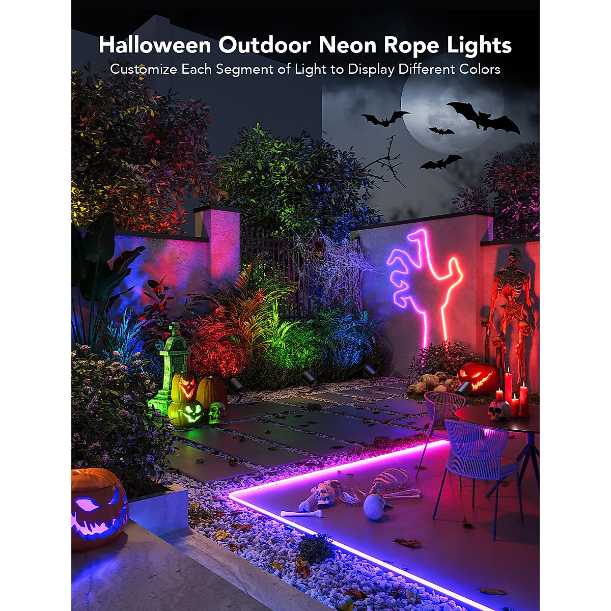 Govee Outdoor LED Strip Lights 98.4ft Bundle Outdoor Neon Rope Lights, 64+ Scenes, Music Sync, Flexible LED Rope Lights for Yard Garden Patio, Compatible with Alexa, Google Assistant