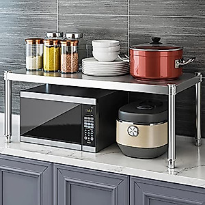 Generic Stainless Steel Microwave Oven Rack countertop Shelf for kitchen2 Tier 200 LBS (23.6In×13.7In×15.7In), Silver