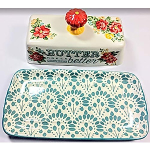 The Pioneer Woman Vintage Floral Butter Dish Stoneware
