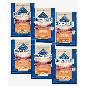 Blue Buffalo Dental Bones Small Dental Chew Dog Treats, (for 15-25 lb Dog) 12 oz Bag (6 Pack)