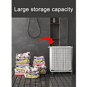 TPTBON Laundry Basket with Removable Inner Bag, Metal Wire Frame Laundry Hamper, Laundry Basket on Wheels, Dirty Clothes Hamper Organizer Storage for Bedroom, Bathroom(Gold,Square)