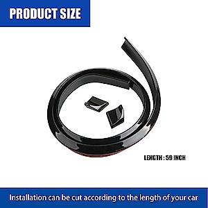 cueclue Pack-1 Car Tailgate Decoration Strip, 1.37" x 59" Waterproof Rubber Car Rear Spoiler, Universal Perforation-Free Car Self-Adhesive Lip Strip for Most Cars (Bright Black)