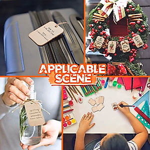 100 Pcs Unfinished Wood Pieces Rectangle-Shaped, Light Wooden Cutout Natural Rustic with Hole, and 2M Hemp Rope, for Craft Projects, Hanging Decorations, Painting, Staining (2” x 1.3”)