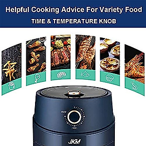 JKM Air Fryer 3.7QT Large Electric Oilless Mechanical Temperature Control, Nonstick Frying Basket, Knob-Blue
