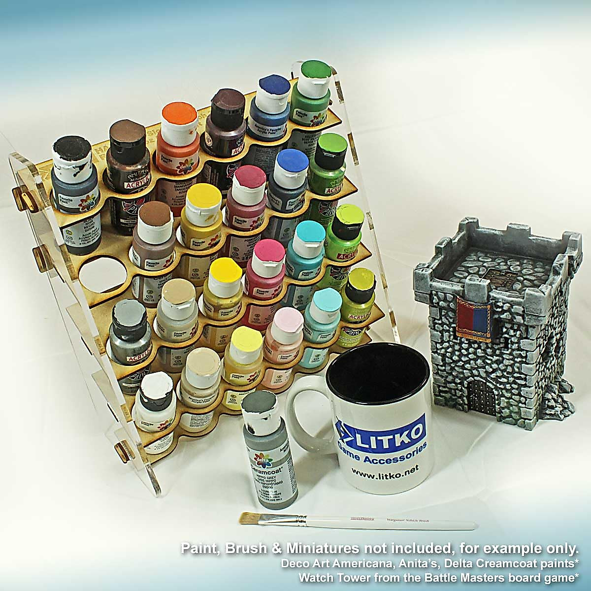 LITKO Acrylic Craft Paint Organizer Storage Rack 2oz Bottle Holder Caddy Stand | 1.5mm/2 ounce | Wall Mount | Compatible with Americana, Apple Barrel, Craftsmart, DecoArt, Delta and FolkArt (24 Holes)