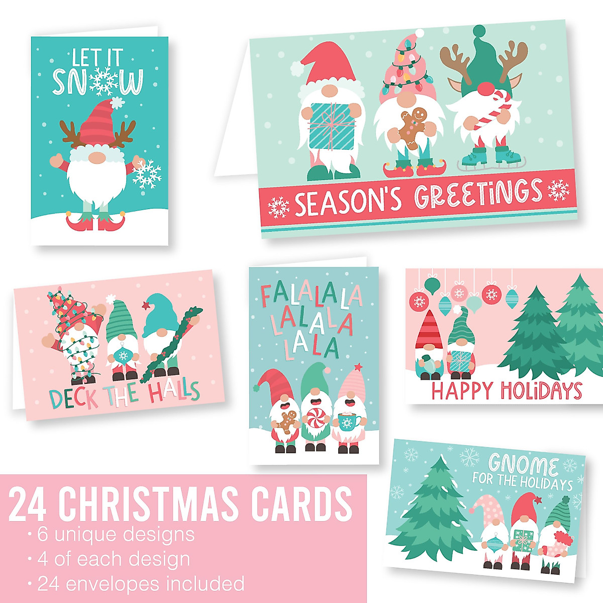 Hadley Designs 24 Christmas Cards with Envelopes - Blank Holiday Cards with Envelopes for Family, Friends & Business, Made in the USA (Gnome)