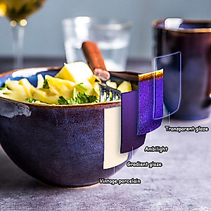 Stylish Dinner Plates,Ceramics Dinner Sets, Plate/Bowl/Mug | 36 Pieces Kiln Glaze Dinnerware - Blue Purple Porcelain Combination Set for Restaurant Family Party Halloween