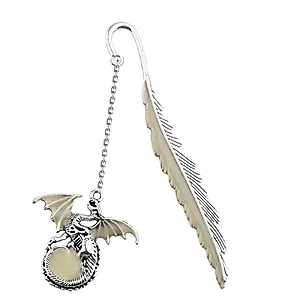 Gzrlyf Dragon Bookmark Glow in The Dark Bookmark Luminous Book Markers Metal Book Lover Gifts (Luminous Bookmark)