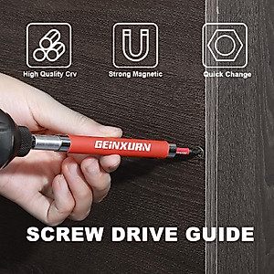 Geinxurn 5 PCS Drive Guide with Self Retracting Sleeve, Mixed Length Magnetic Drill Bit Tip Holder for Prevent Screws Shaking When Driving