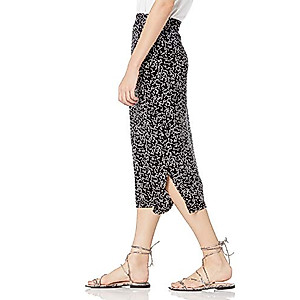 Amazon Essentials Women's Pull-On Knit Midi Skirt (Available in Plus Size), Black/White, Abstract/Animal, Large