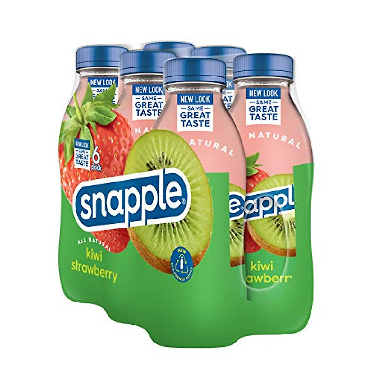 Snapple Kiwi Strawberry, 16 fl oz recycled plastic bottle, 6 pack