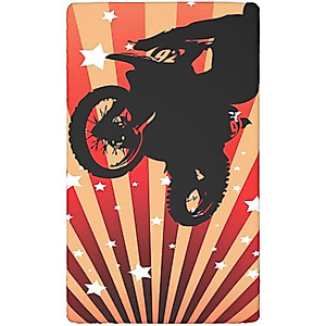 Dirt Bike Themed Fitted Mini Crib Sheets,Portable Mini Crib Sheets Soft & Stretchy Fitted Crib Sheet - Crib Mattress Sheet or Toddler Bed Sheet,24“ x38“,Vermilion Peach and Black