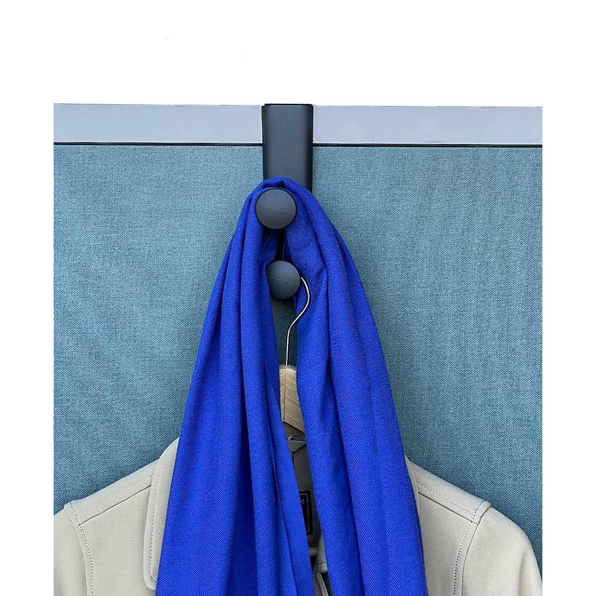 Tetra-Teknica Cubi-pro CWH03 Over-The-Panel Cubicle Partition Wall Garment Hanger with Double Posts, 2 1/2" - 3" Panels, Black