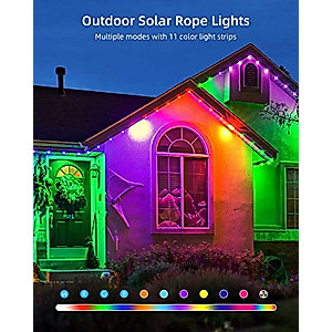 LOGUIDE Solar Rope Lights 33ft 11 Colors Changing Outdoor 100 LED Remote Twinkle Rope Tube Fairy Lights Rope Tube Lights Christmas Wedding Party Yard Waterproof(Rope Lights Multicolor)