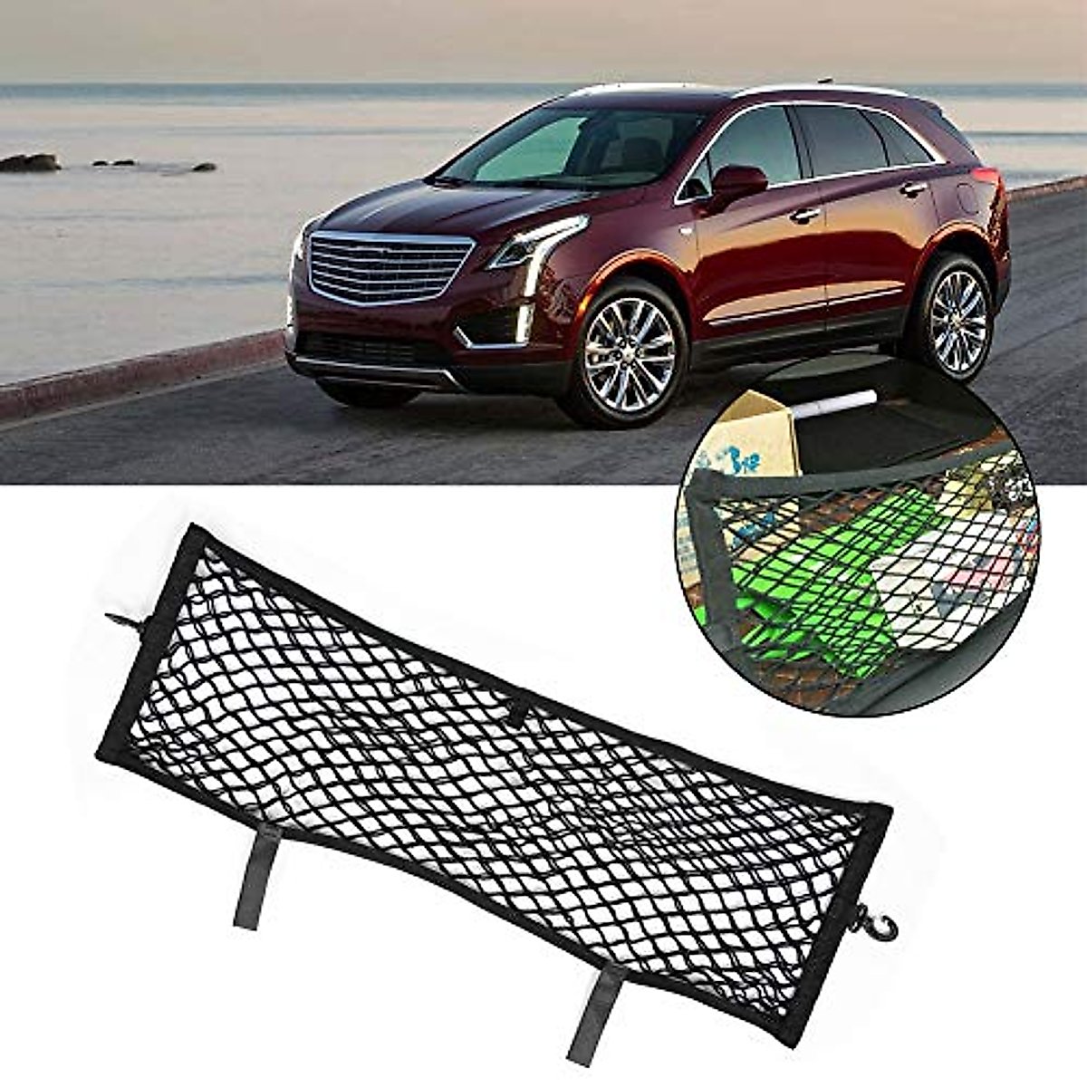 Cargo Net for Xt5 Car Cargo Net, Xt5 Cargo Net Adjustable Elastic Heavy Duty Rear Cargo Trunk Storage Organizer Net Mesh Nylon Organizer Bungee for XT5