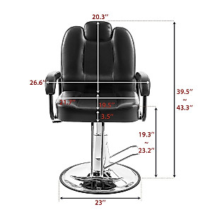 Barbers Chairs, Heavy Duty Hydraulic Reclining Salon Chair Spa Furniture Shampoo Reclining Extra Wider Seat Beauty Hair Salon Equipment