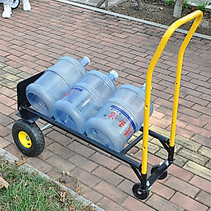 Folding Hand Truck, Transformable Hand Truck, 2 Wheel Dolly Cart and 4 Wheel Push Cart, 330 Lbs Capacity Heavy Duty Platform Cart with Swivel Wheels