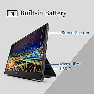 AOC 16T2 15.6-Inch Full HD Touchscreen IPS USB-C & Micro HDMI Portable Display, Black/Silver (Renewed)