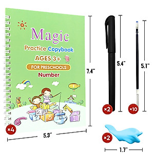 4 PCS Magic Practice Copybook for Kids, Handwriting English Reusable Magical Ink Practice Copy Books for Kids Preschools Tracing Book Letter Writing Book
