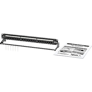 Eaton Tripp Lite Cat6 24-Port PoE+ Patch Panel, RJ45 Ethernet, 1U Rackmount, EIA/TIA 568A/B Wiring Standards for 110 & Krone Terminations, (N252-P24), Black