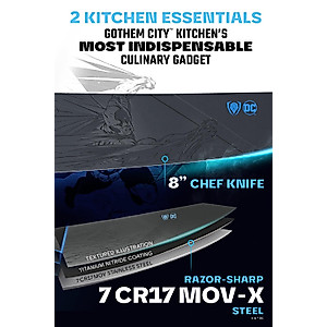Dalstrong Knife Set-2pc-BATMAN™ DC Licensed SBS Edition-8" Chef Knife 3.75" Paring Knife-7Cr17MoV Steel-Giftable Black Titanium Kitchen Knife-DC Batman Set-G10 Handle-Sheath-Comic Figures