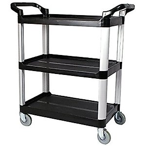 Utility Service Cart - 3 Shelf - 450 Lbs Capacity W 33" x H 38" x D 17" Black