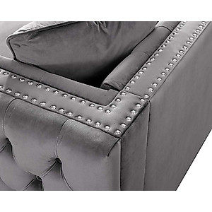 Lilola Home Lorreto Gray Velvet Loveseat