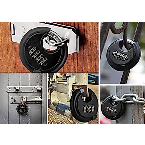 WULALACK 70mm Combination Discus Lock， Disc Padlock Combination for Garage, Outdoor Fence, Shed, Storage Unit, Trailer, 1 Pack