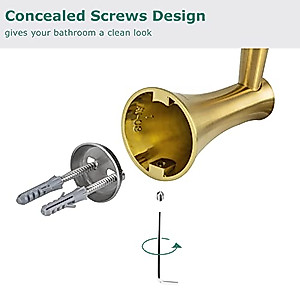 PARLOS Towel Hook, Wall Mounted Coat Hook, Brushed Gold Robe Hook for Bathroom