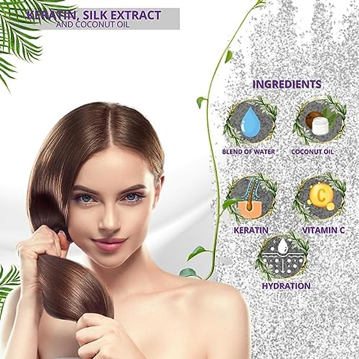 Inova Professional Silk Keratin Shampoo & Conditioner Set - Smooth Protection Sulfate-Free Shampoo & Smooth Hydration Conditioner (27 Oz), grey