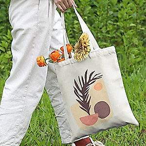 2Pcs Canvas Tote Bag for Women Aesthetic Tote Bag Reusable Flower Tote Bag with Handles for Shopping School Supplies