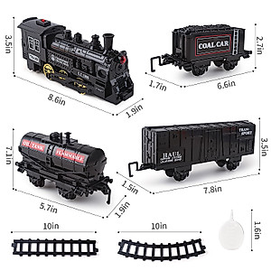 Train Set - Electric Train Toy Gift for Boys Girls,with Railway Kits,Steam Locomotive,Transport Vehicle &Tracks, Light,Smokes & Sound,Christmas Train Gifts for 3 4 5 6 7 8+ Year Old Kids