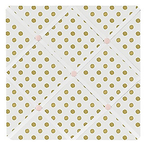 Fabric Memory/Memo Photo Bulletin Board for Blush Pink White Damask and Gold Polka Dot Amelia Collection