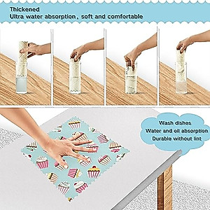 ALAZA Cute Cupcake Dish Towels Set of 6,Dish Bar Tea Towel Dishcloths Washable Fast Drying Dish Cloth Reusable Cleaning Cloth,11 x 11 inches