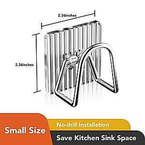 ESINAM 2Pcs Sponge Holder for Kitchen Sink, Strong Adhesive Clear Acrylic Kitchen Sink Sponge Caddy for Kitchen Organization in Sink， Multifunctional Inside Sink Sponge Holder