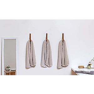 KEYAIIRA - Large Leather Wall Hook, minimal wall hanging strap towel hook rack wall leather loop strap for scarf hook storage hanger towel holder coat hooks decorative